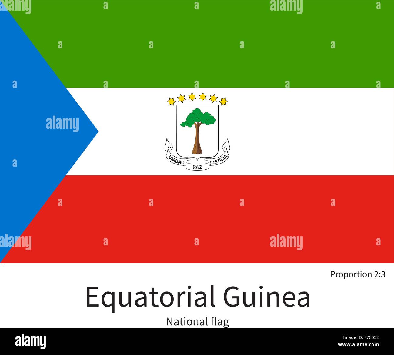 National flag of Equatorial Guinea with correct proportions, element ...