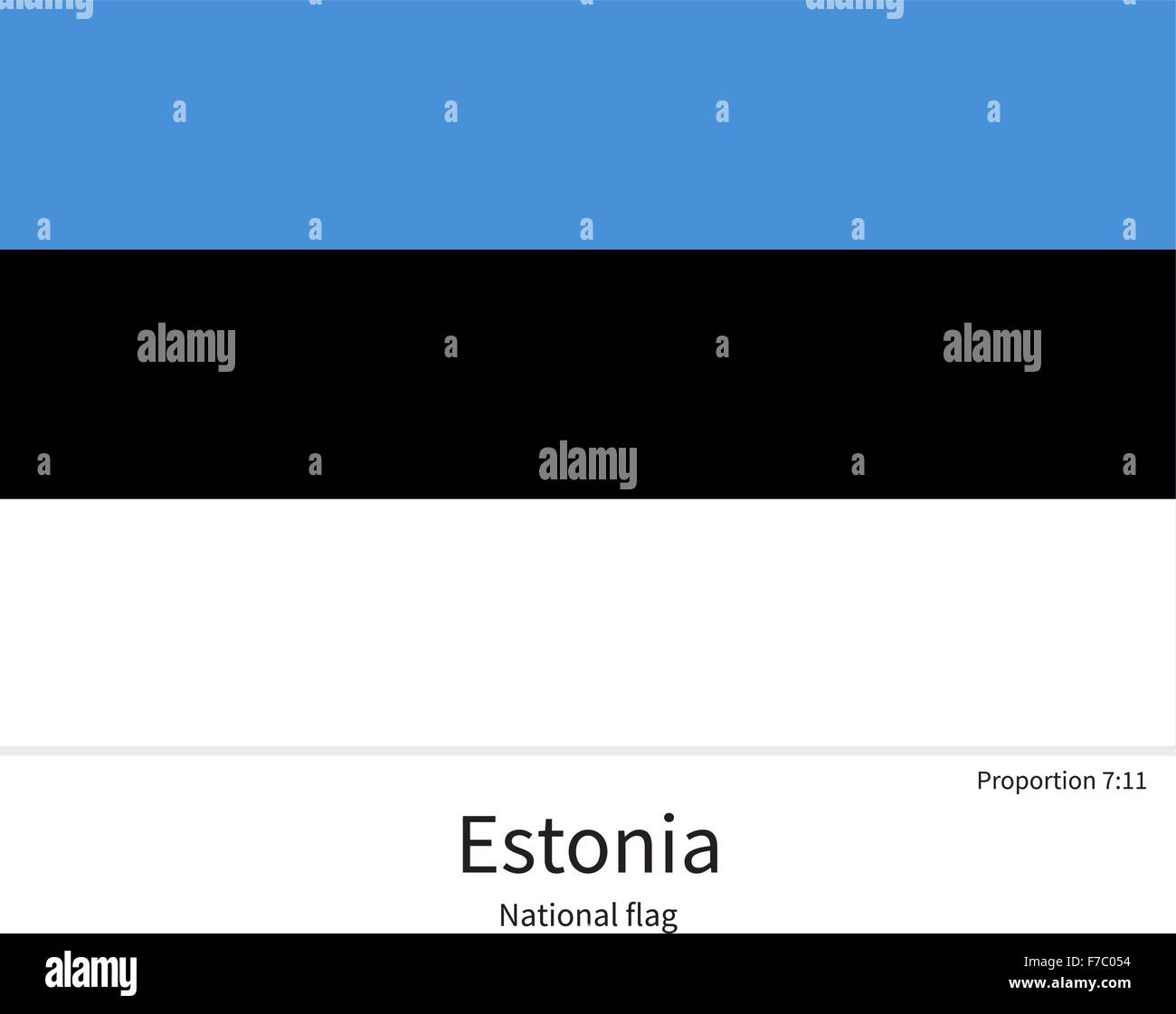 National flag of Estonia with correct proportions, element, colors ...