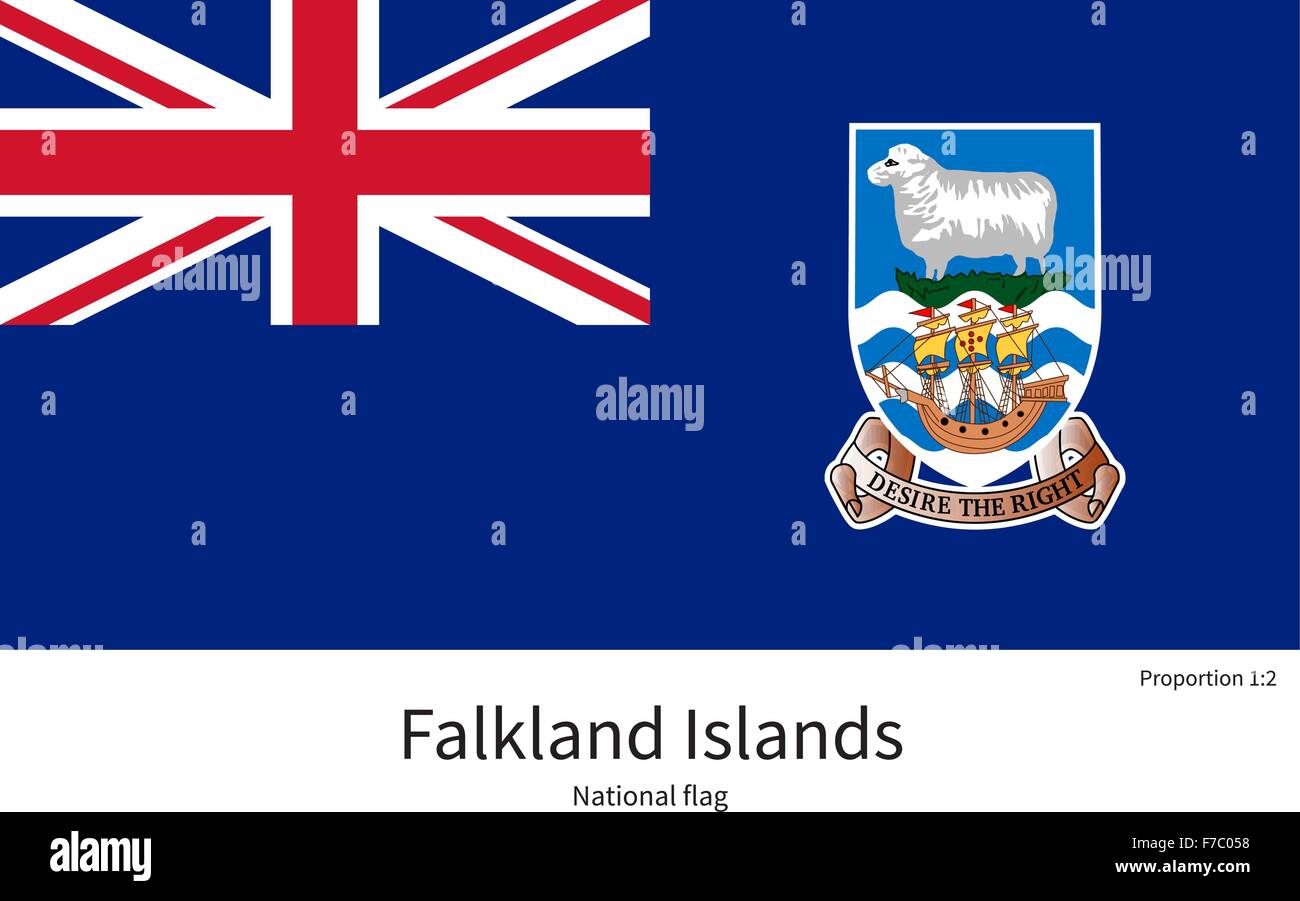 National flag of Falkland Islands with correct proportions, element ...