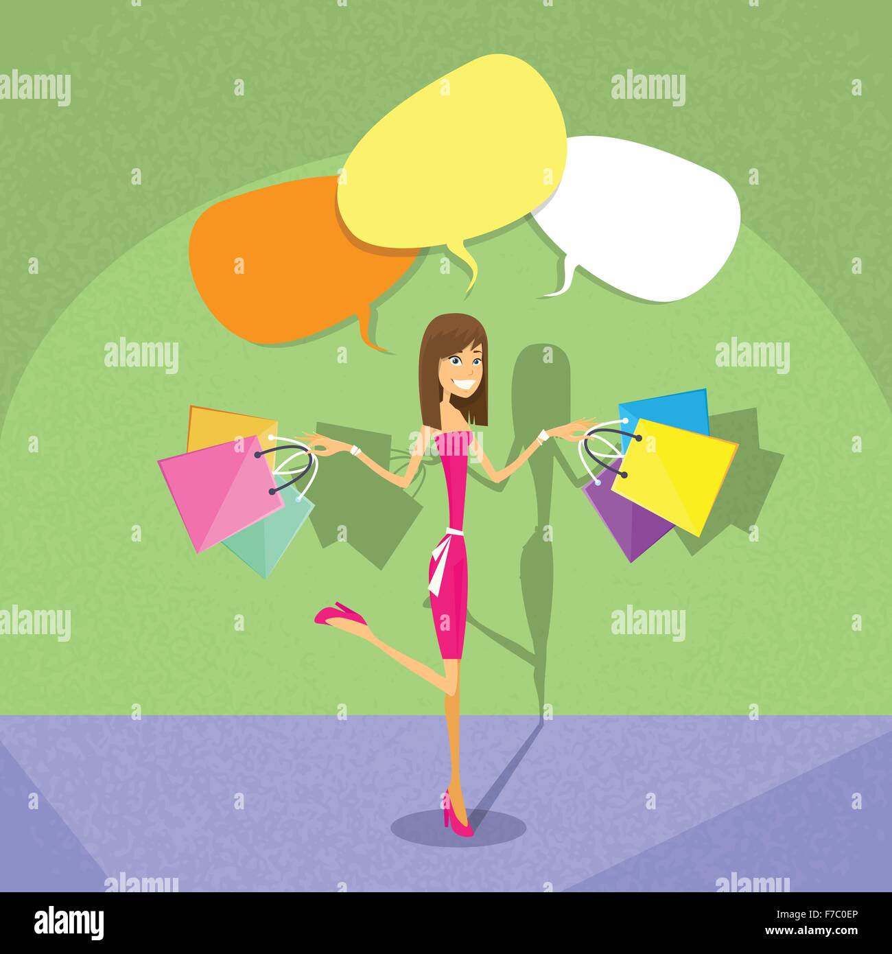Shopping Woman Chat Bubble Copy Space Communication Stock Vector Image ...