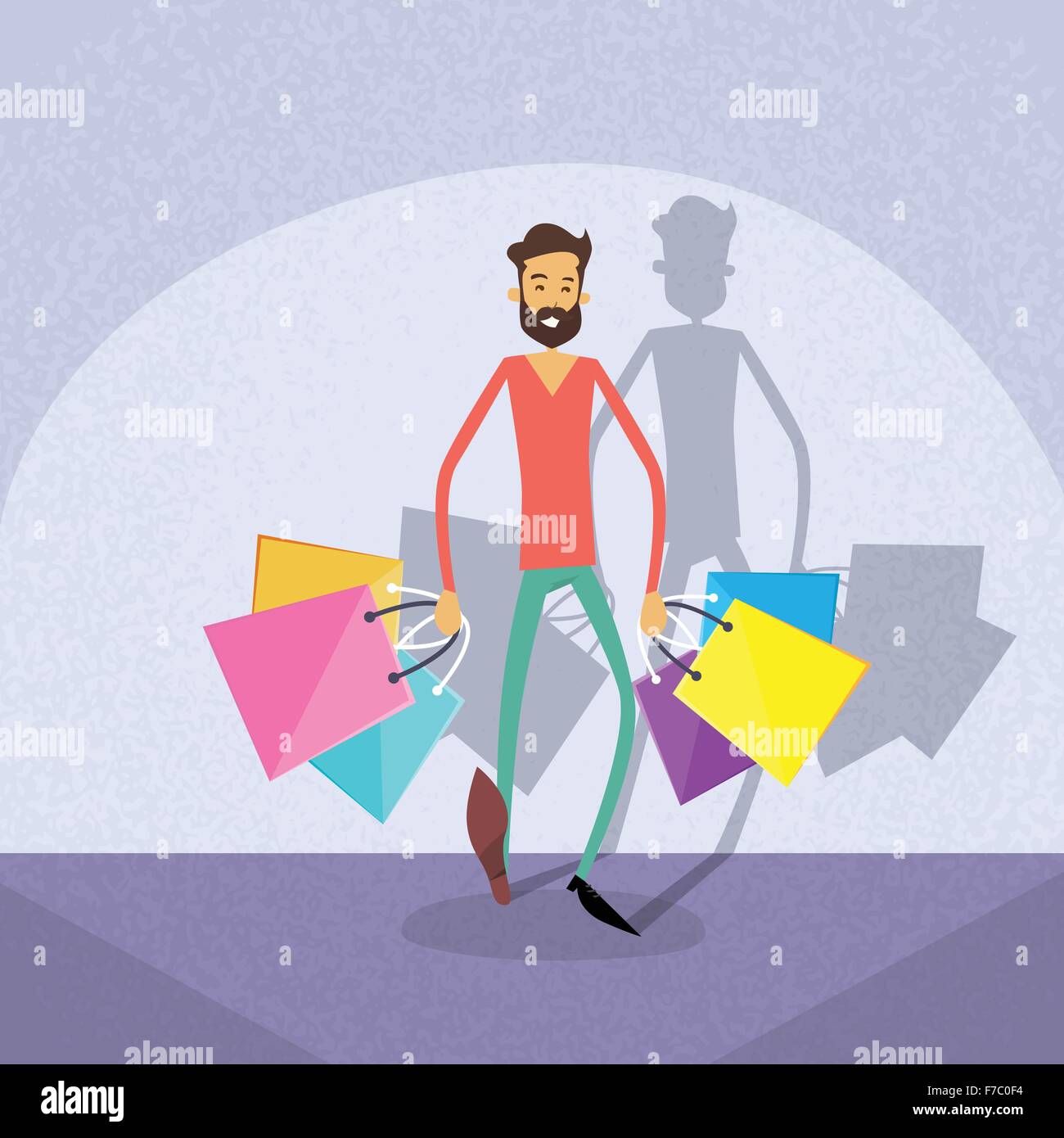 Shopping Man Walking with Shop Bags Stock Vector Image & Art - Alamy