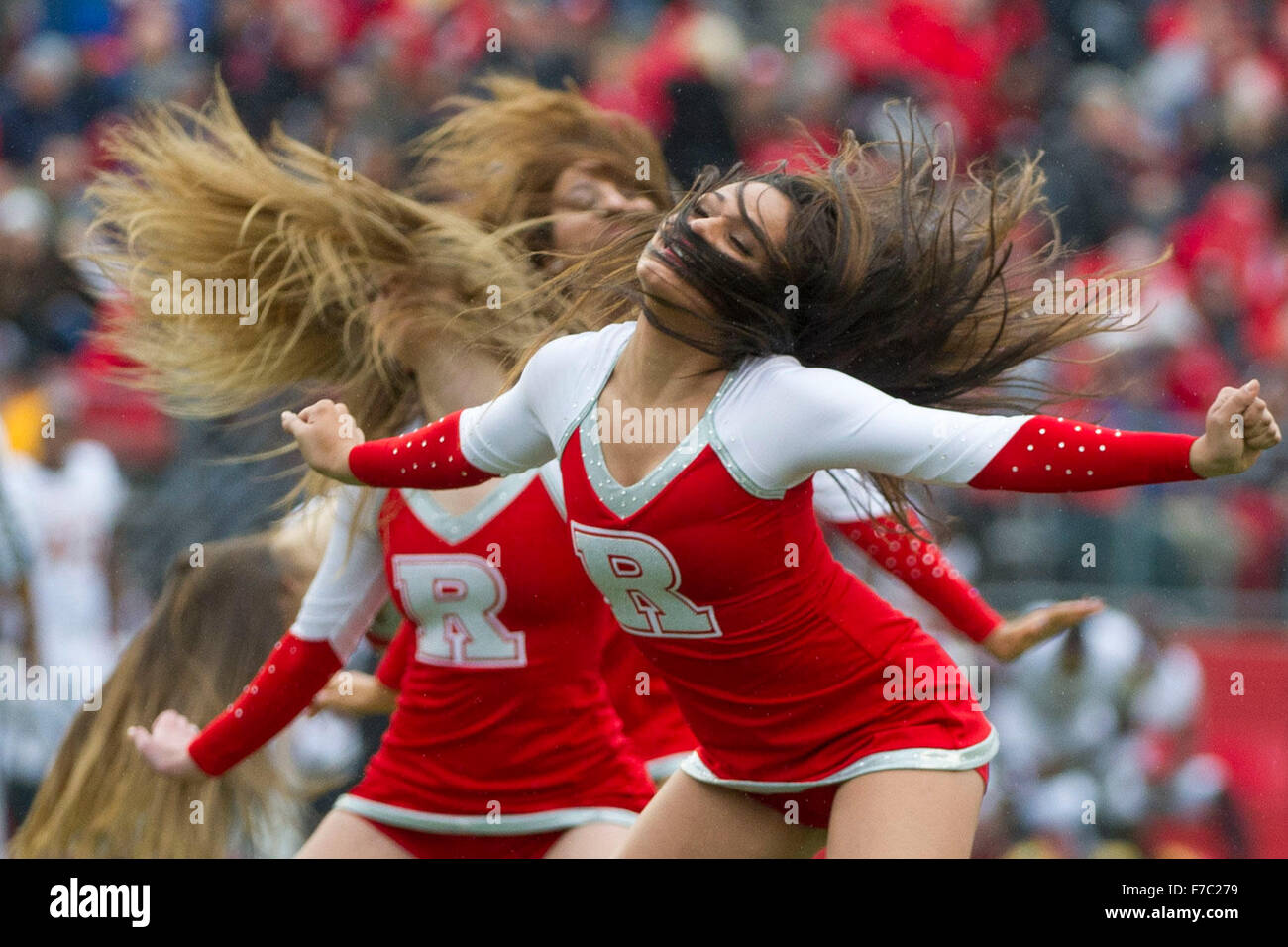 Piscataway, NJ, USA. 28th Nov, 2015. The hair of The Rutgers Scarlet ...