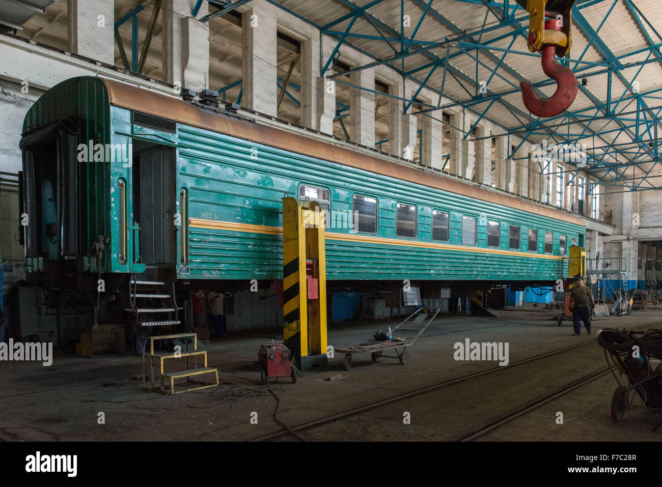 Train Carriage Inside Repair Shop, CFM Train Depot, Chisinau Stock ...