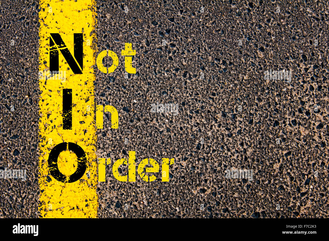 Concept image of Business Acronym NIO as Not In Order written over road ...