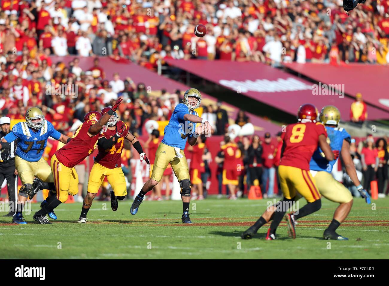 November 28, 2015 UCLA Bruins quarterback Josh Rosen #3 throws a pass ...