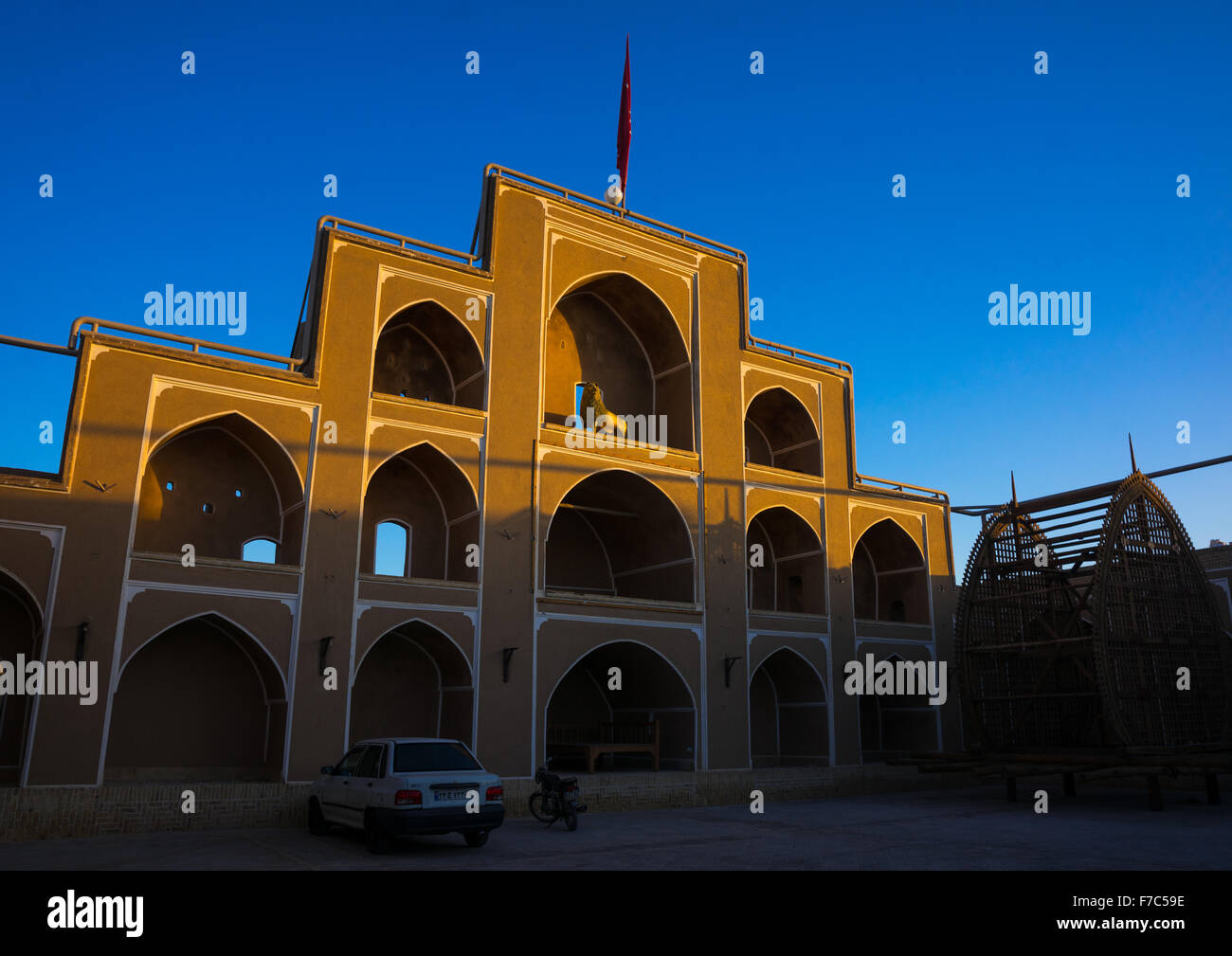 A Wooden Nakhl In Front Of The Three-storey Hosseinieh , Yazd Province ...