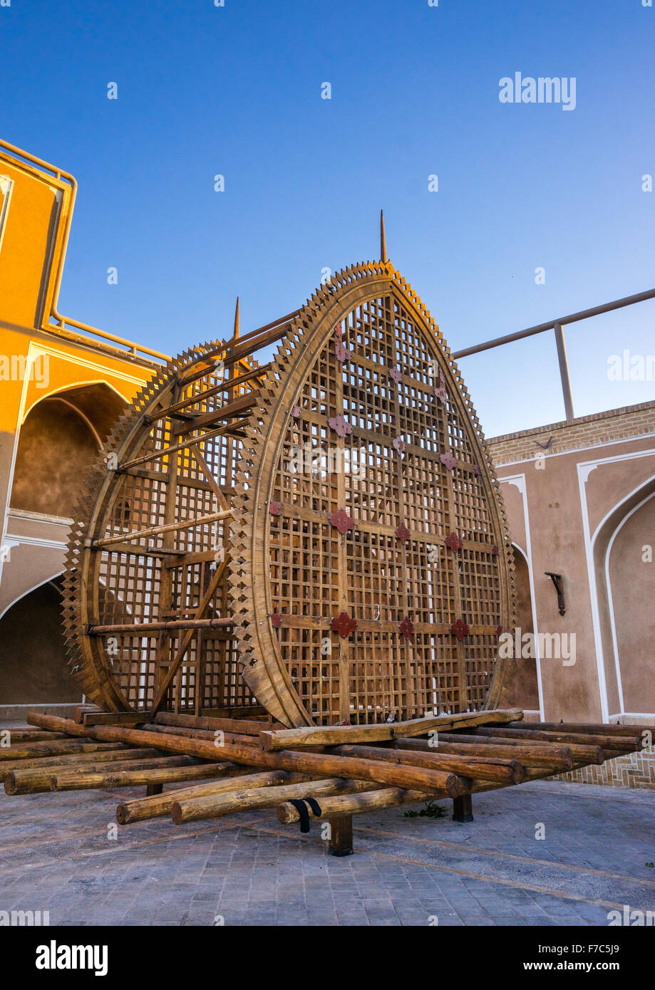 A Wooden Nakhl In Front Of The Three-storey Hosseinieh , Yazd Province ...