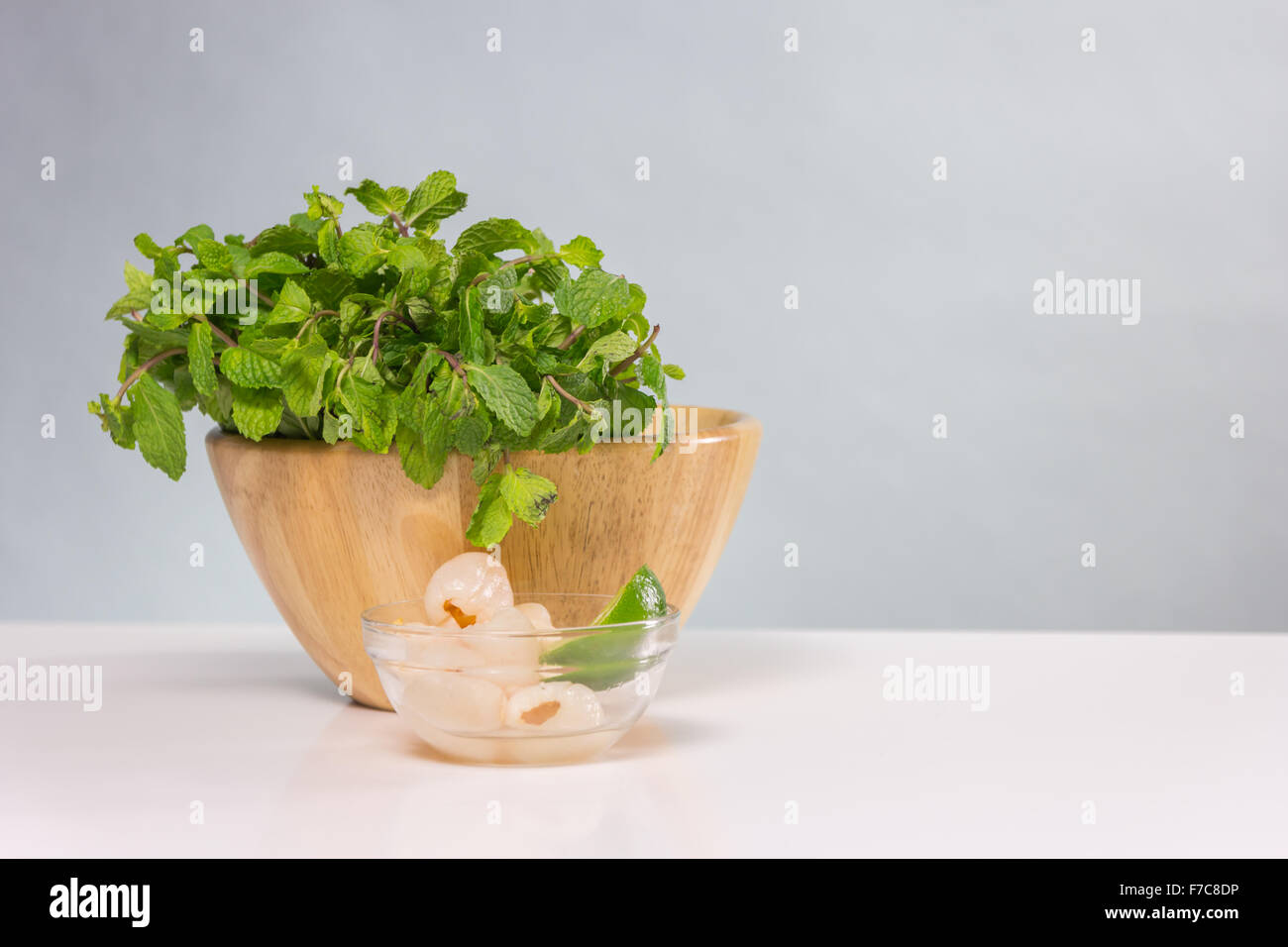 Plant of basil in wooden table hi-res stock photography and images - Alamy