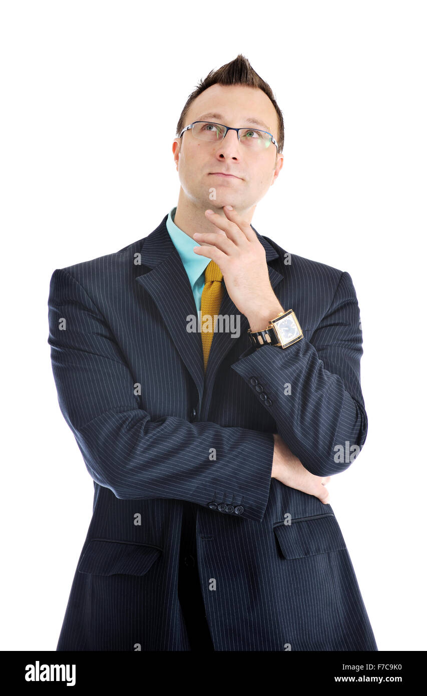 happy young businessman in business suit portrait isolated on white ...