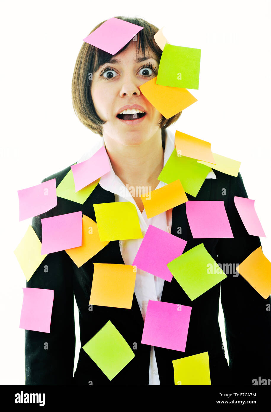Woman with post it notes on face hi-res stock photography and images ...