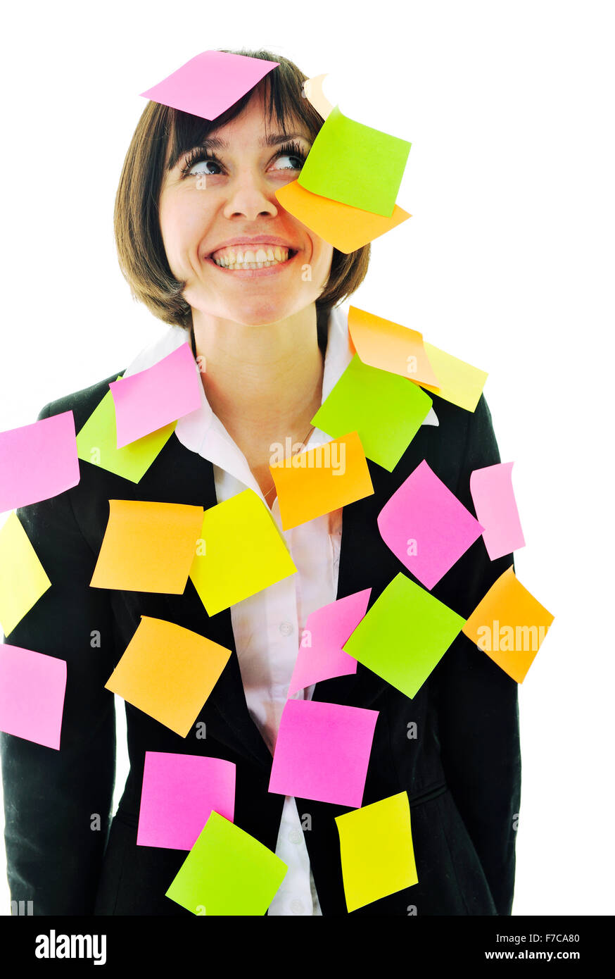 Woman with post it notes on face hi-res stock photography and images ...