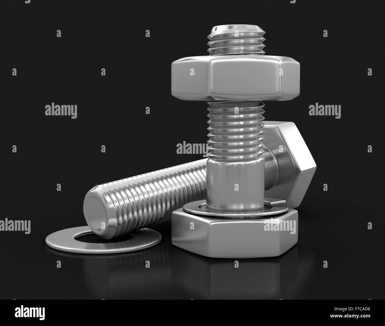 Metal bolts clipping path included Black and White Stock Photos ...