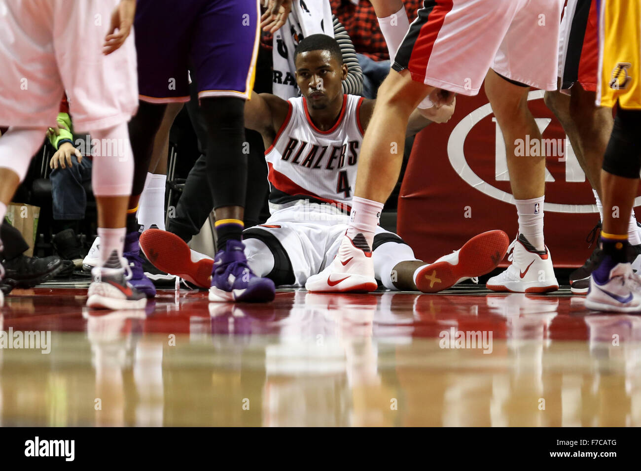 Nov. 28, 2015 - MAURICE HARKLESS (4) is helped up after getting fouled ...