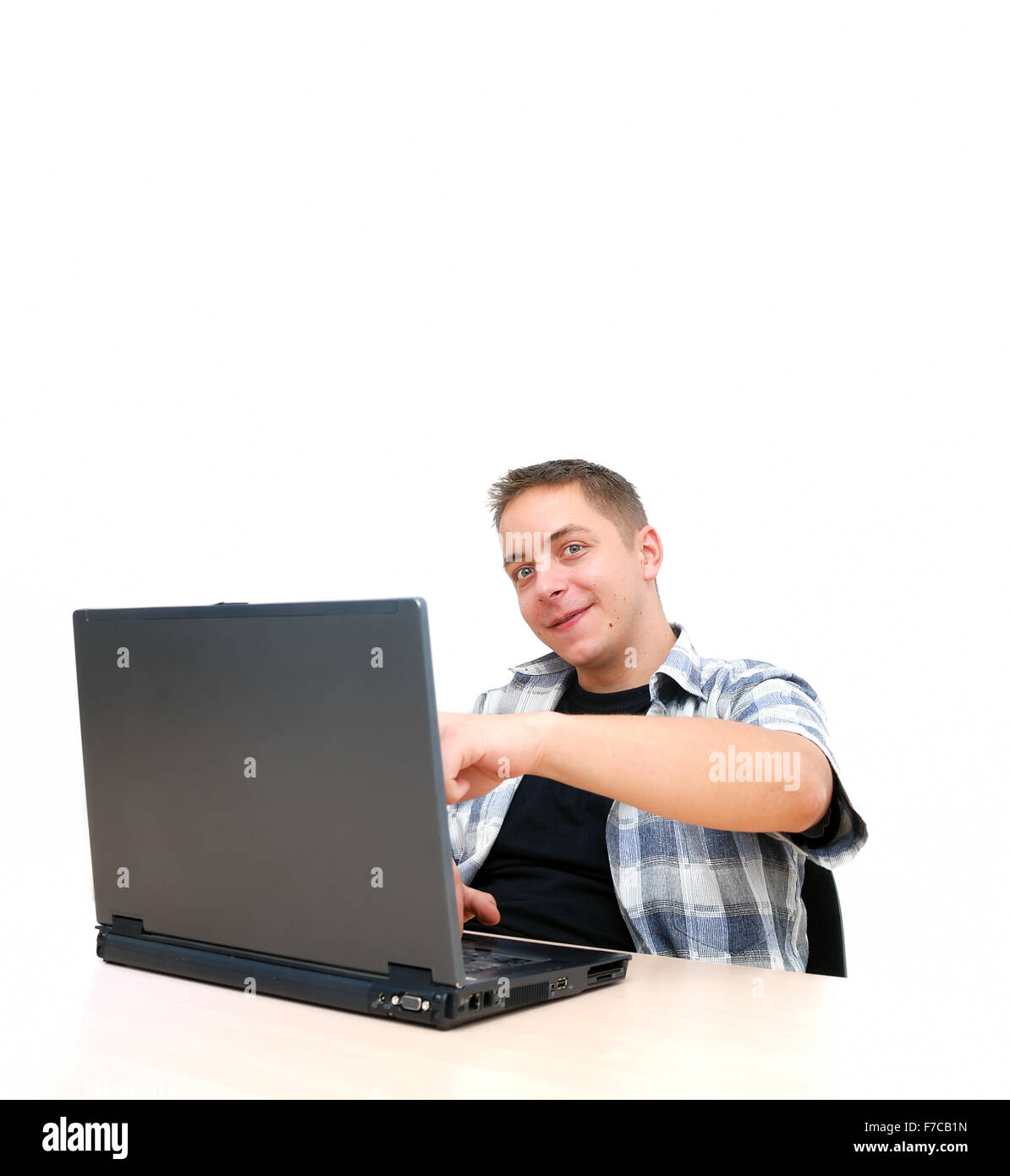 young boy working on computer Stock Photo - Alamy