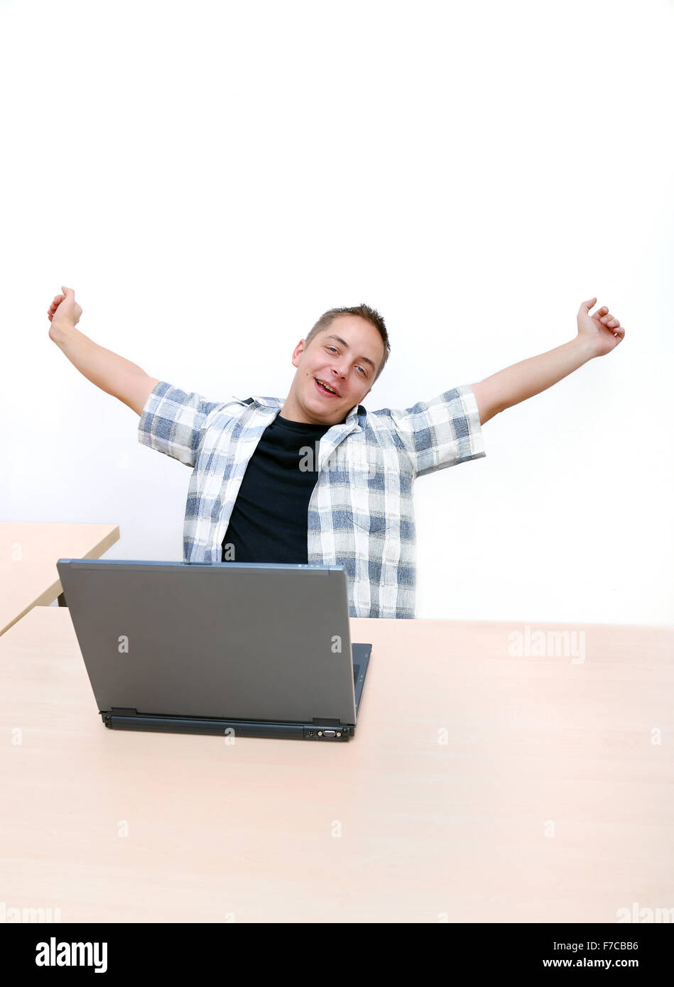young boy working on computer Stock Photo - Alamy