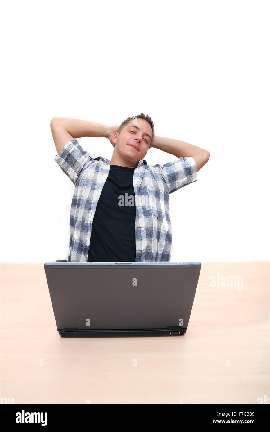 young boy working on computer Stock Photo - Alamy
