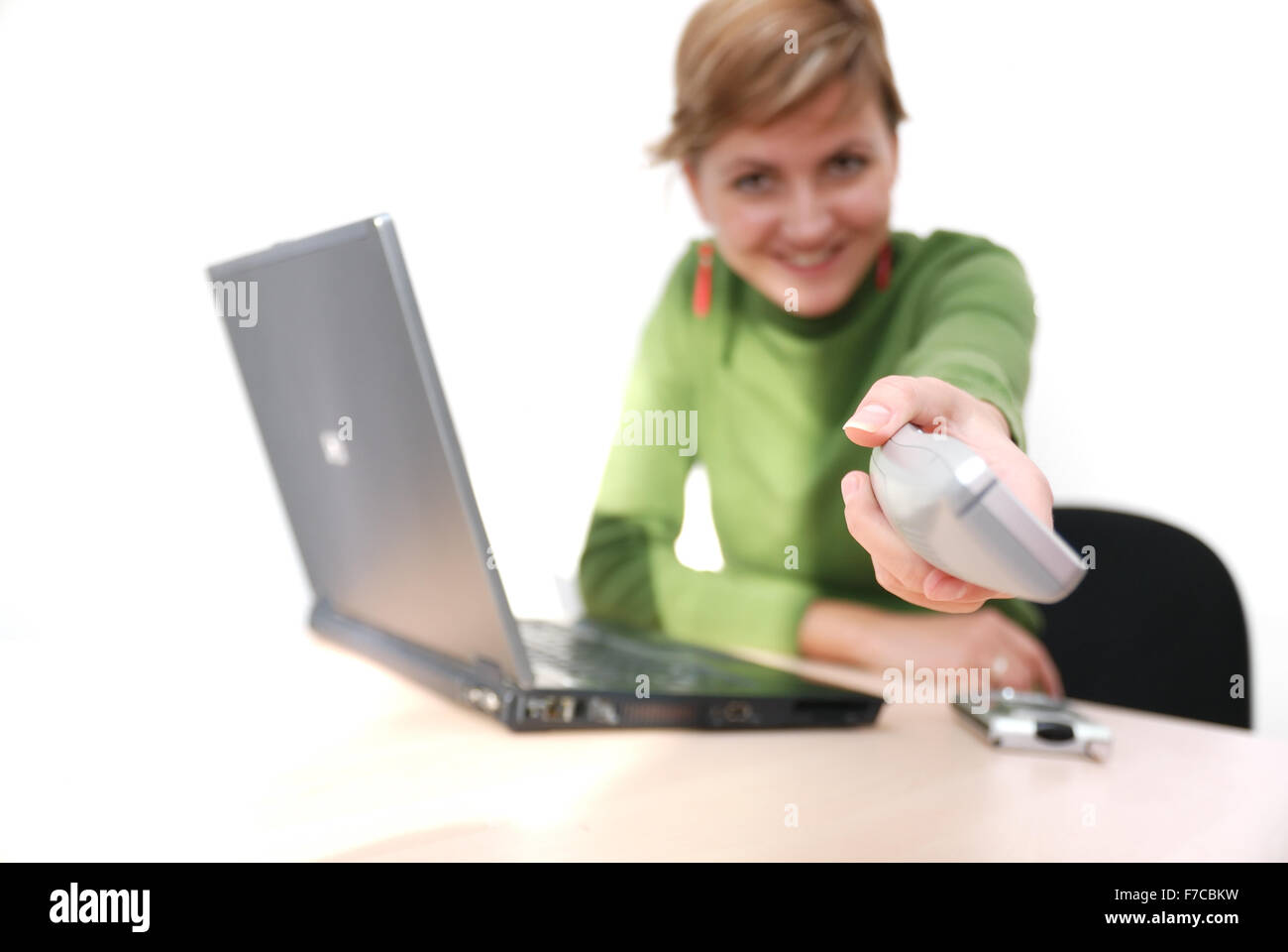 girl with laptop isolated Stock Photo - Alamy