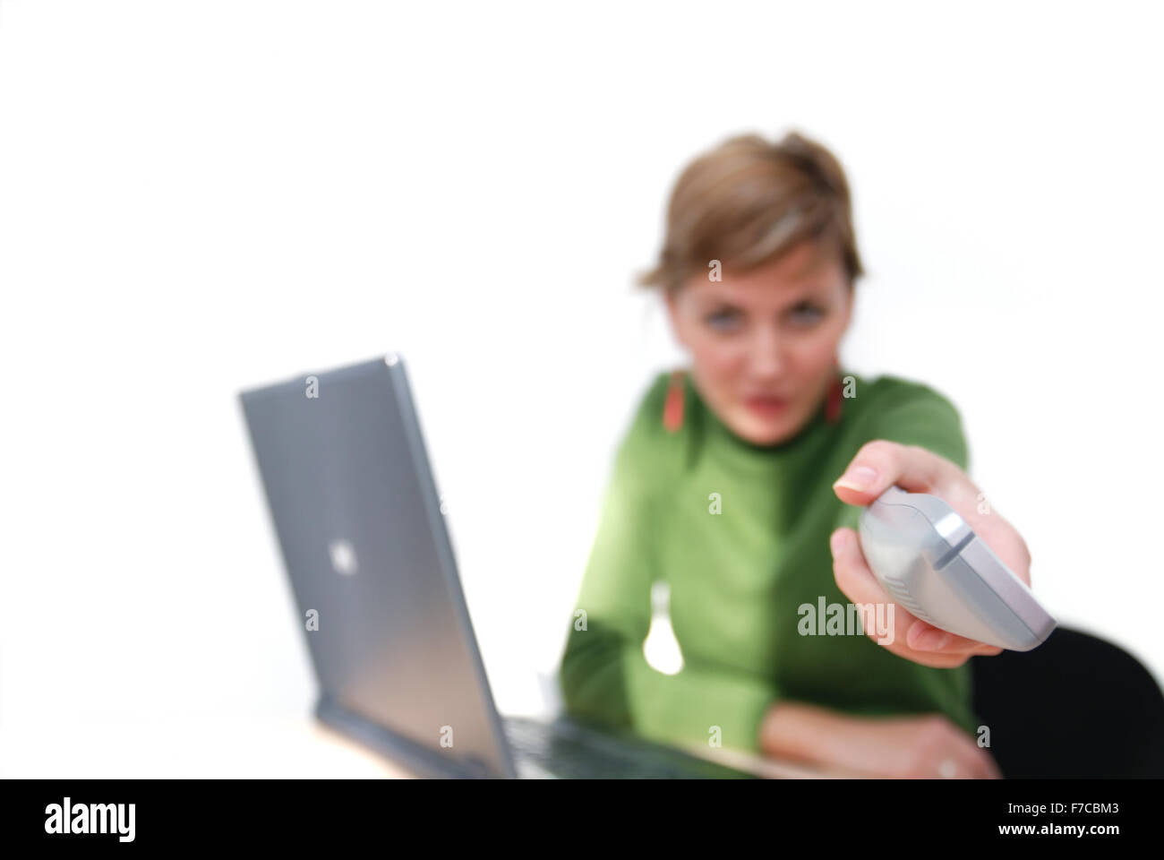 girl with laptop isolated Stock Photo - Alamy