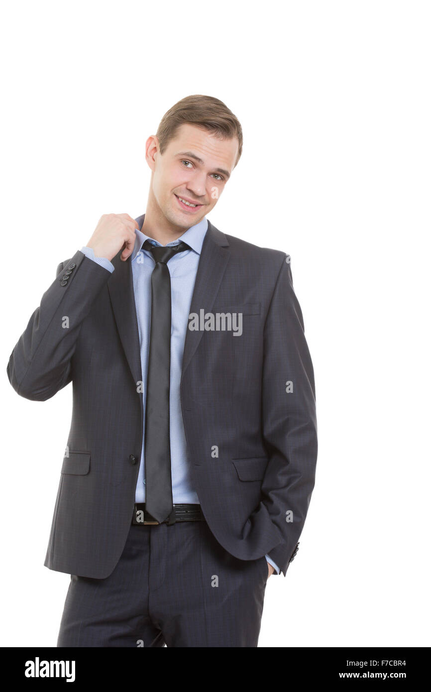 body language. man in business suit isolated on white background ...