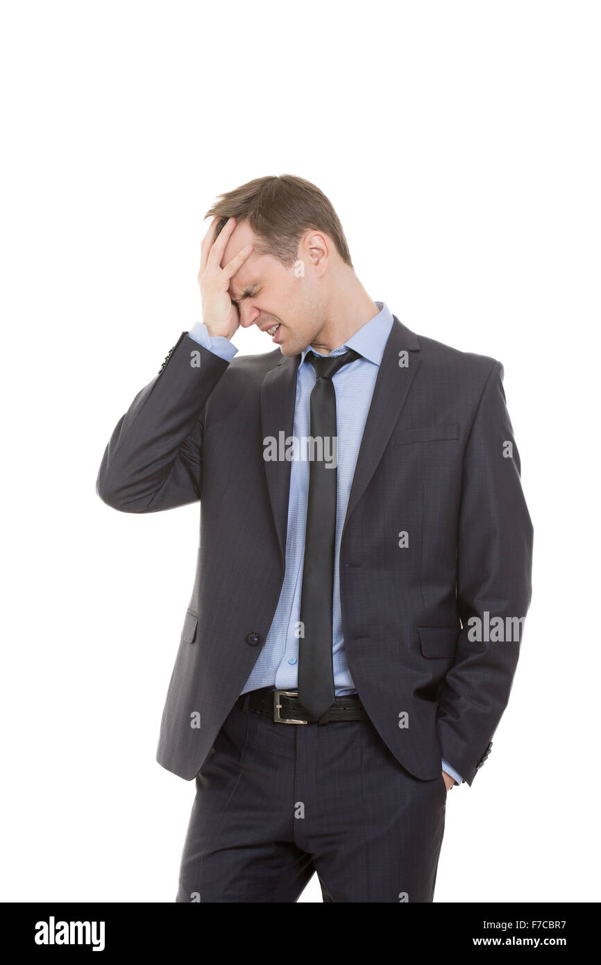 body language. man in business suit isolated on white background ...