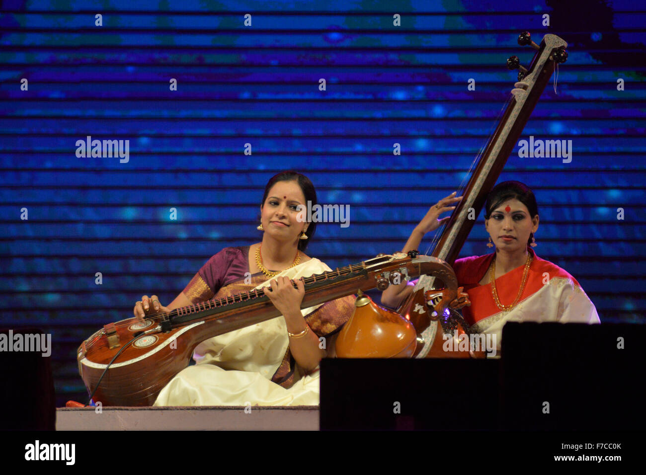 Woman playing veena music instrument hi-res stock photography and ...
