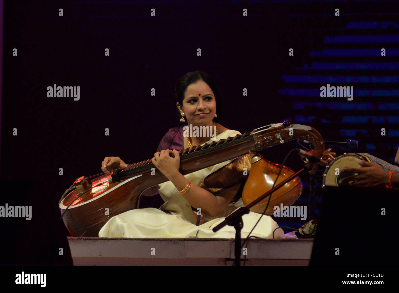 Woman playing veena music instrument hi-res stock photography and ...
