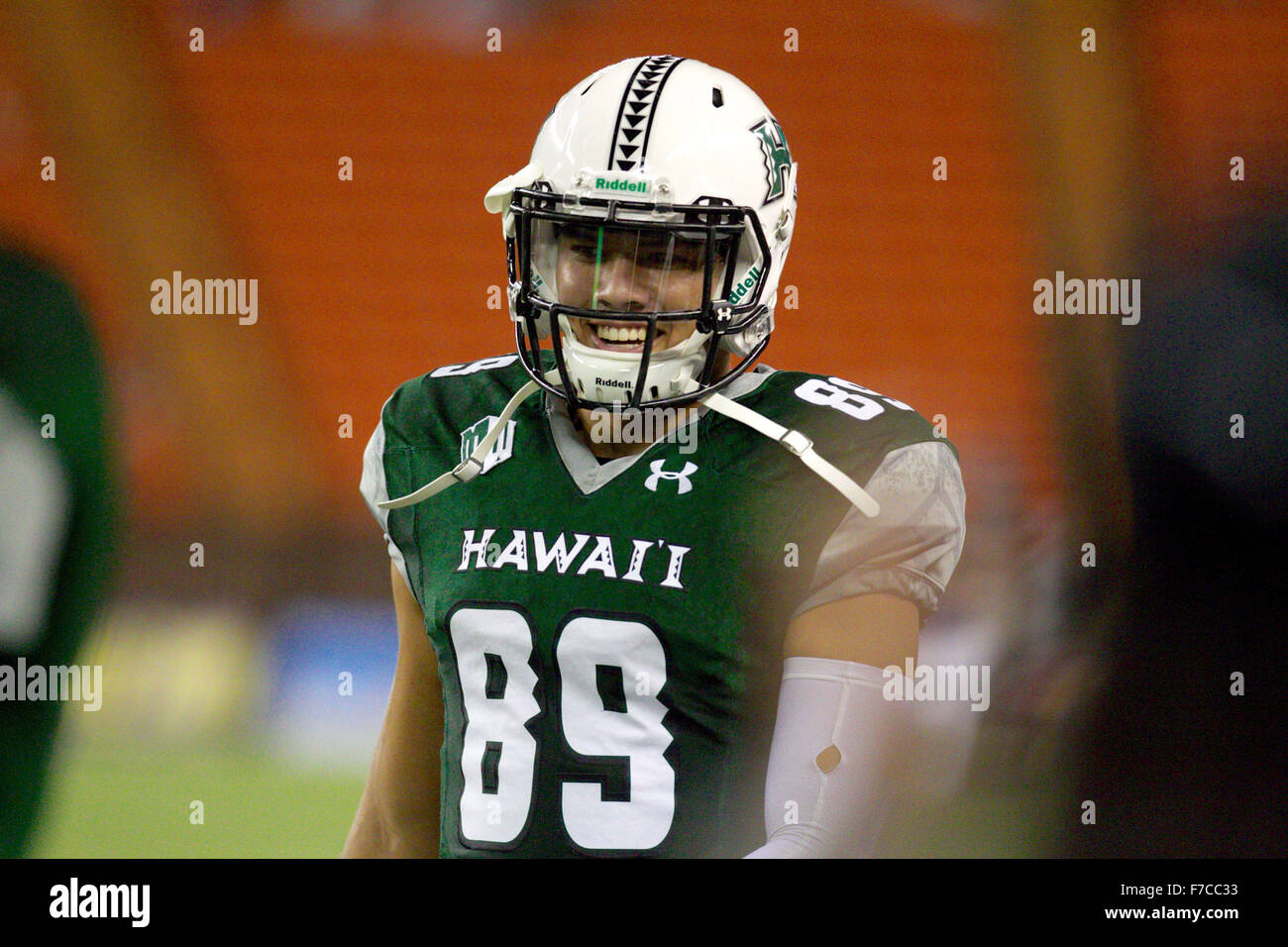 November 28, 2015 - Hawaii Rainbow Warriors wide receiver Ryan Pasoquen ...