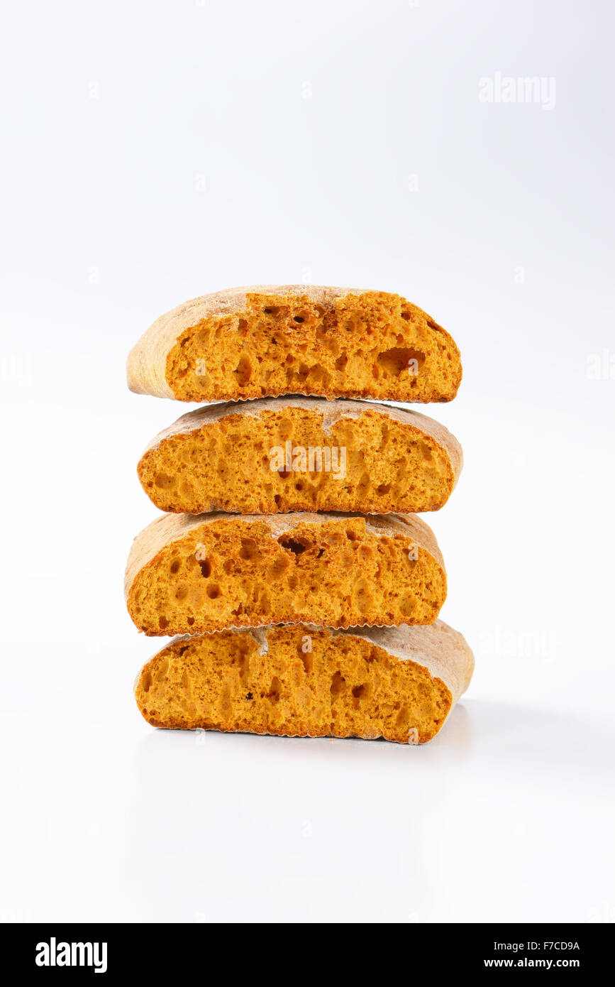 Halved gingerbread biscuits on white background Stock Photo - Alamy