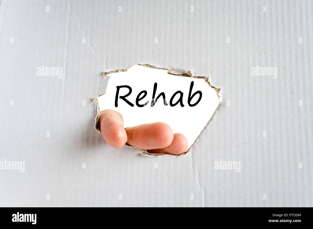 Rehab text concept isolated over white background Stock Photo - Alamy