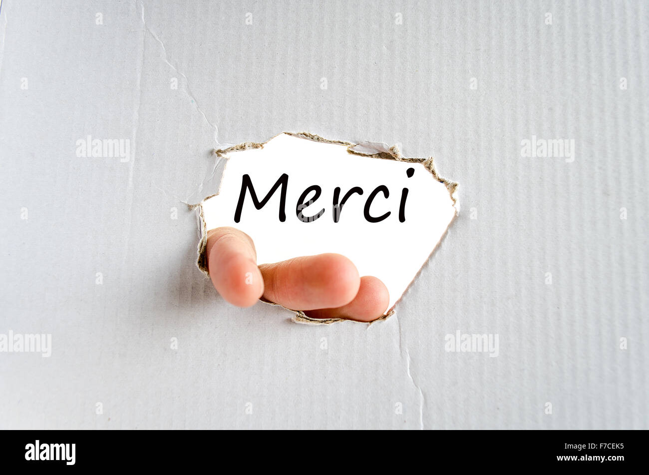 Merci text concept isolated over white background Stock Photo - Alamy