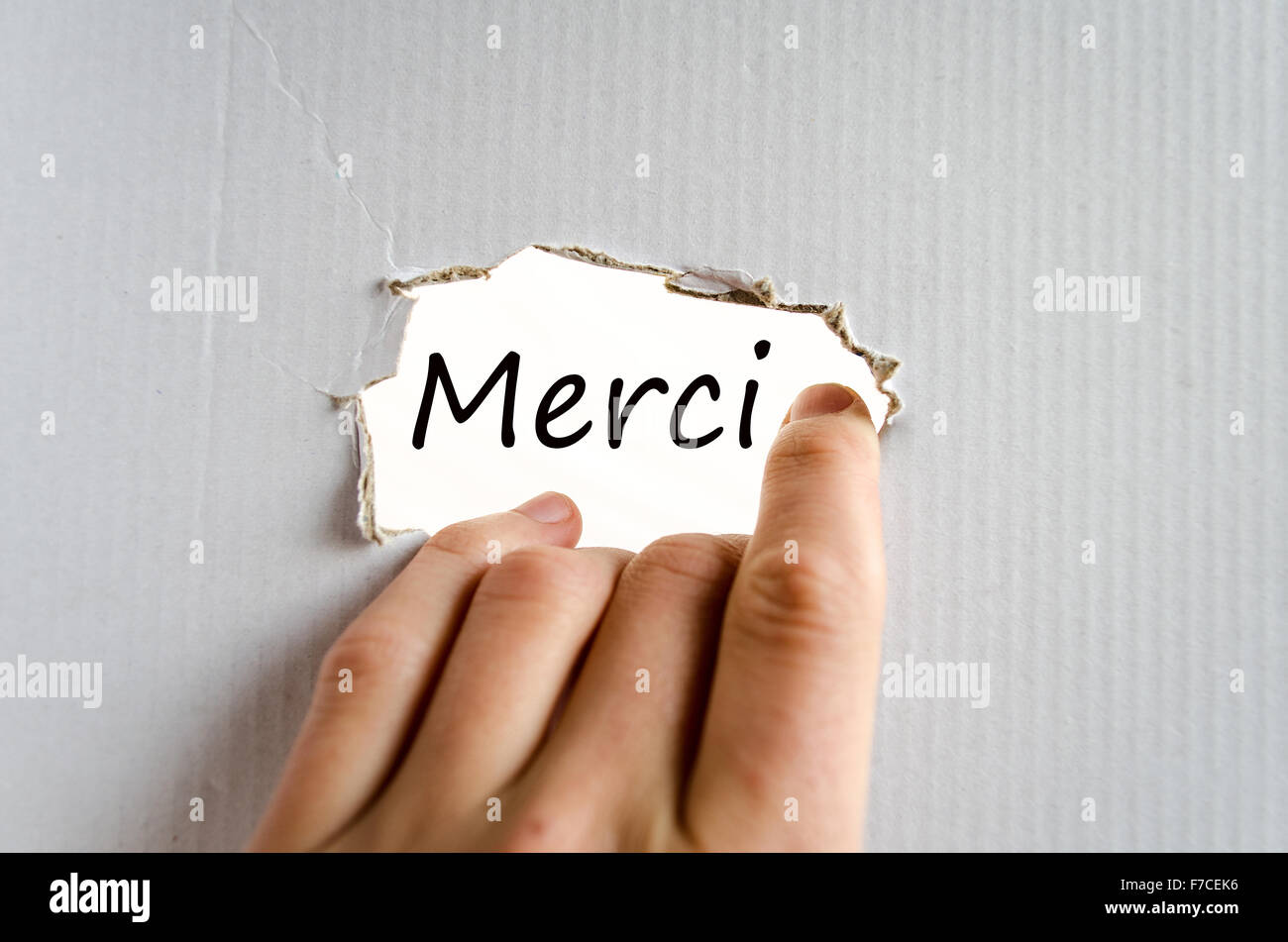 Merci text concept isolated over white background Stock Photo - Alamy