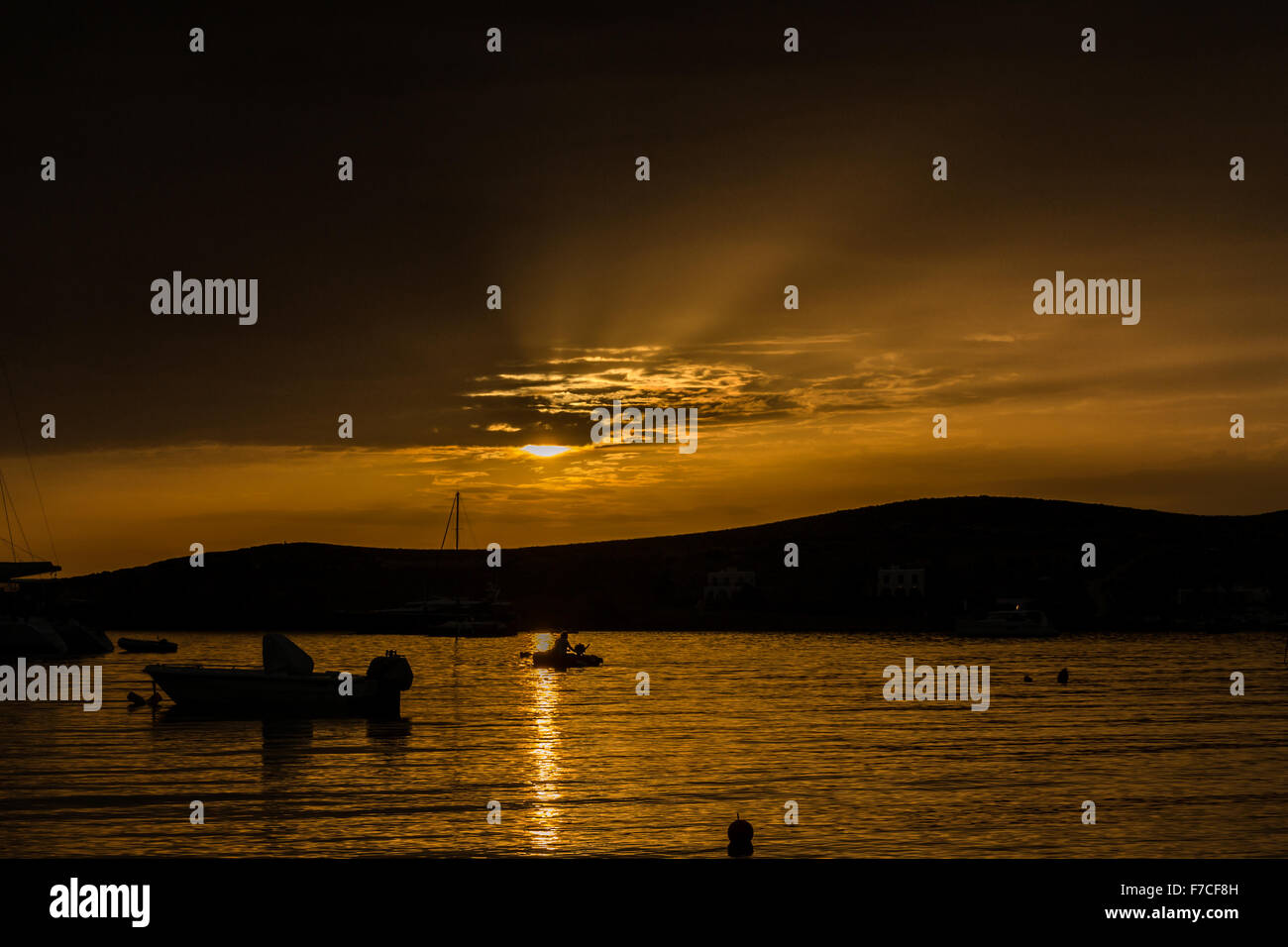 Sunset in Paroikia - Paros - Greece Stock Photo - Alamy