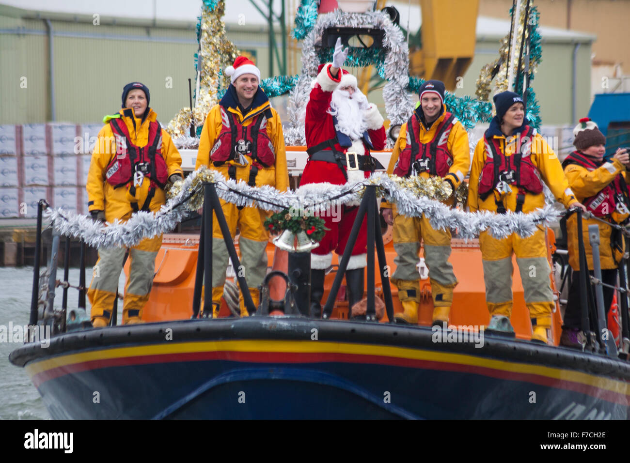 Father christmas on rnli lifeboat hi-res stock photography and images ...