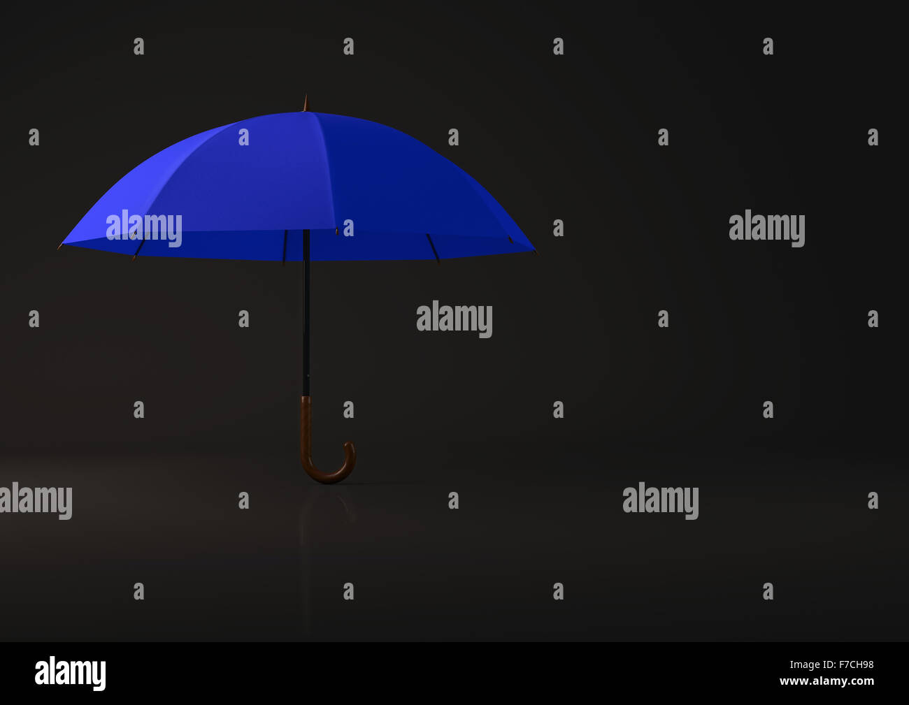 Open blue umbrella on black background. Highly detailed render Stock ...