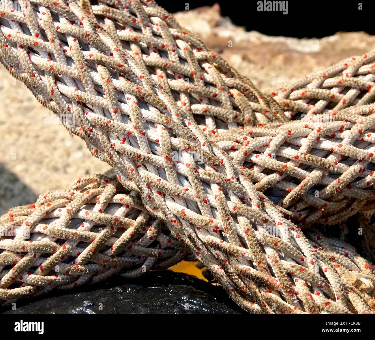 The close view of rope on the ship deck Stock Photo - Alamy