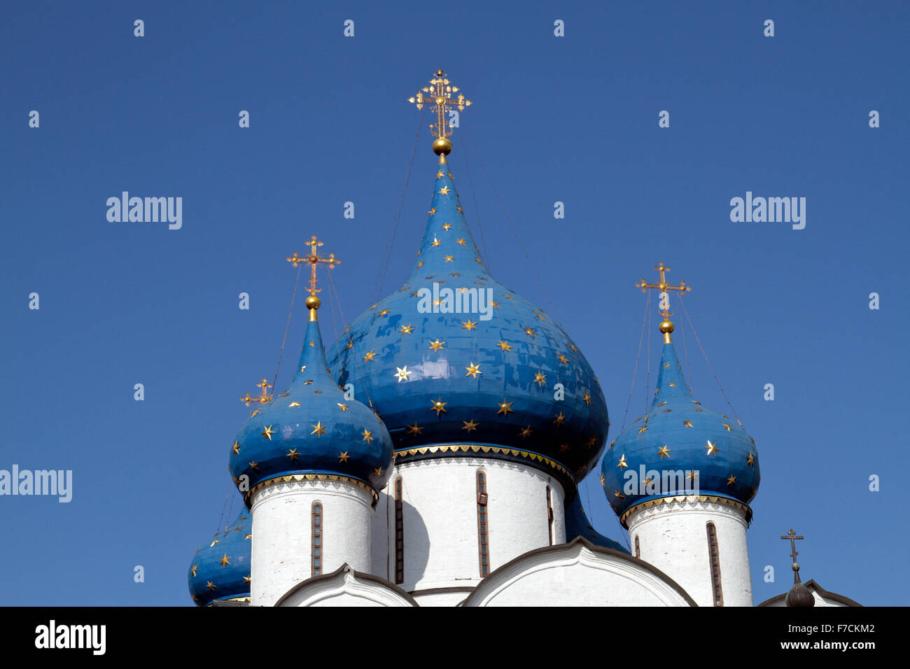 The distinctive blue cupolas of the Nativity of the Virgin Cathedral ...