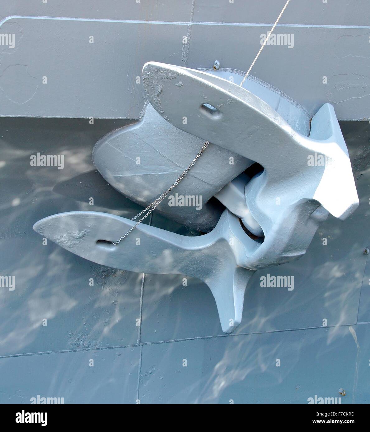 The close view of battleship anchor at harbor Stock Photo - Alamy