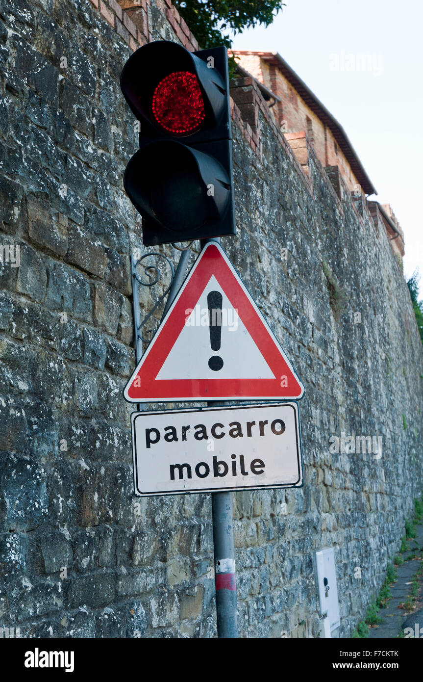 Do not enter car and warning sign in vinci italy Stock Photo - Alamy