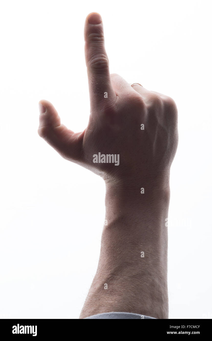 Mans hand showing one count Stock Photo - Alamy