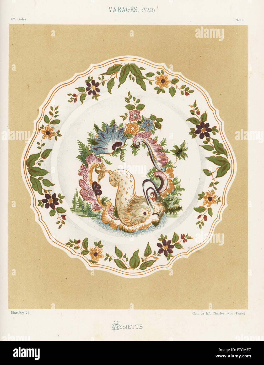 Plate from Varages, France, 18th century, decorated with large fish ...