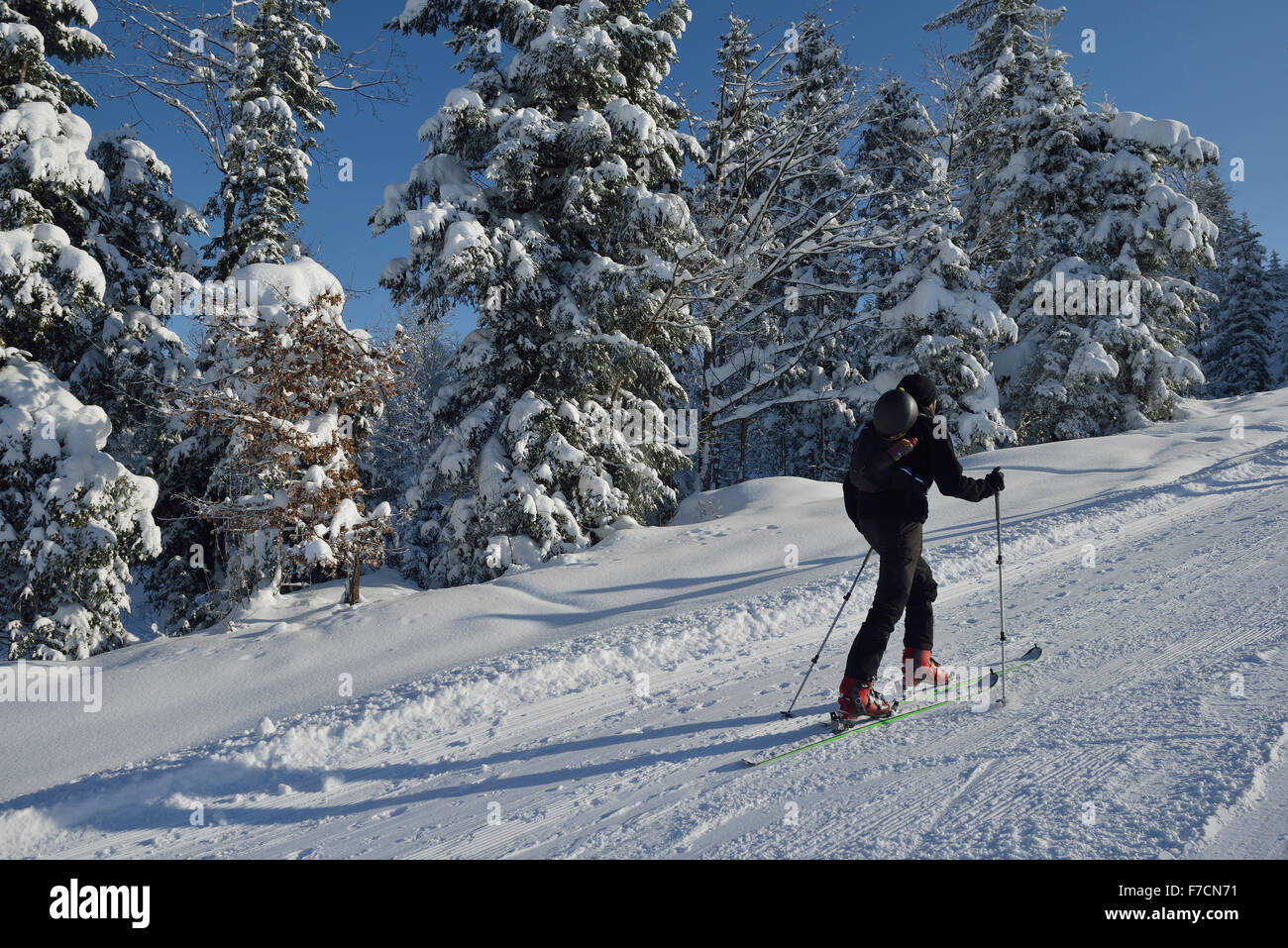 happy ski people at mountaint on winter have fun on snow sports Stock ...