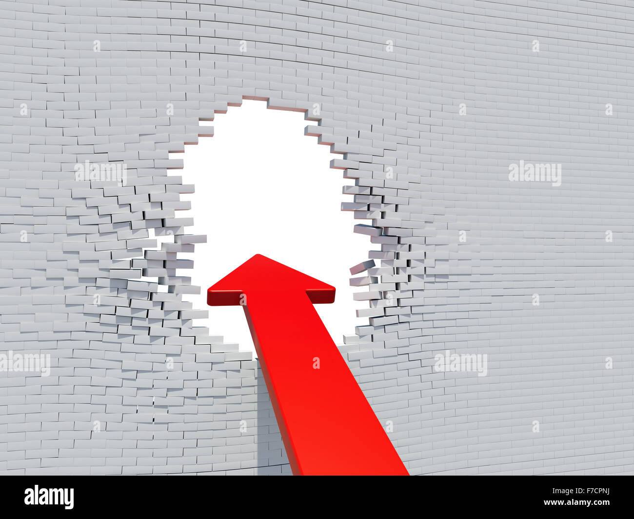 Wall crash arrow with white hole Stock Photo - Alamy