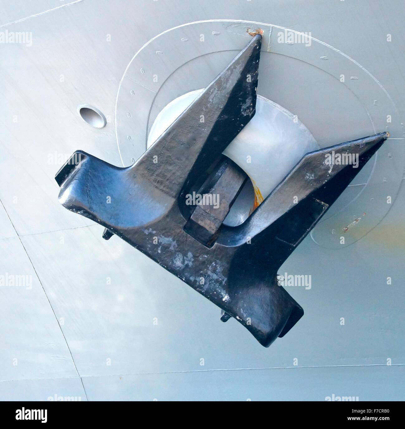 The close view of battleship anchor at harbor Stock Photo - Alamy