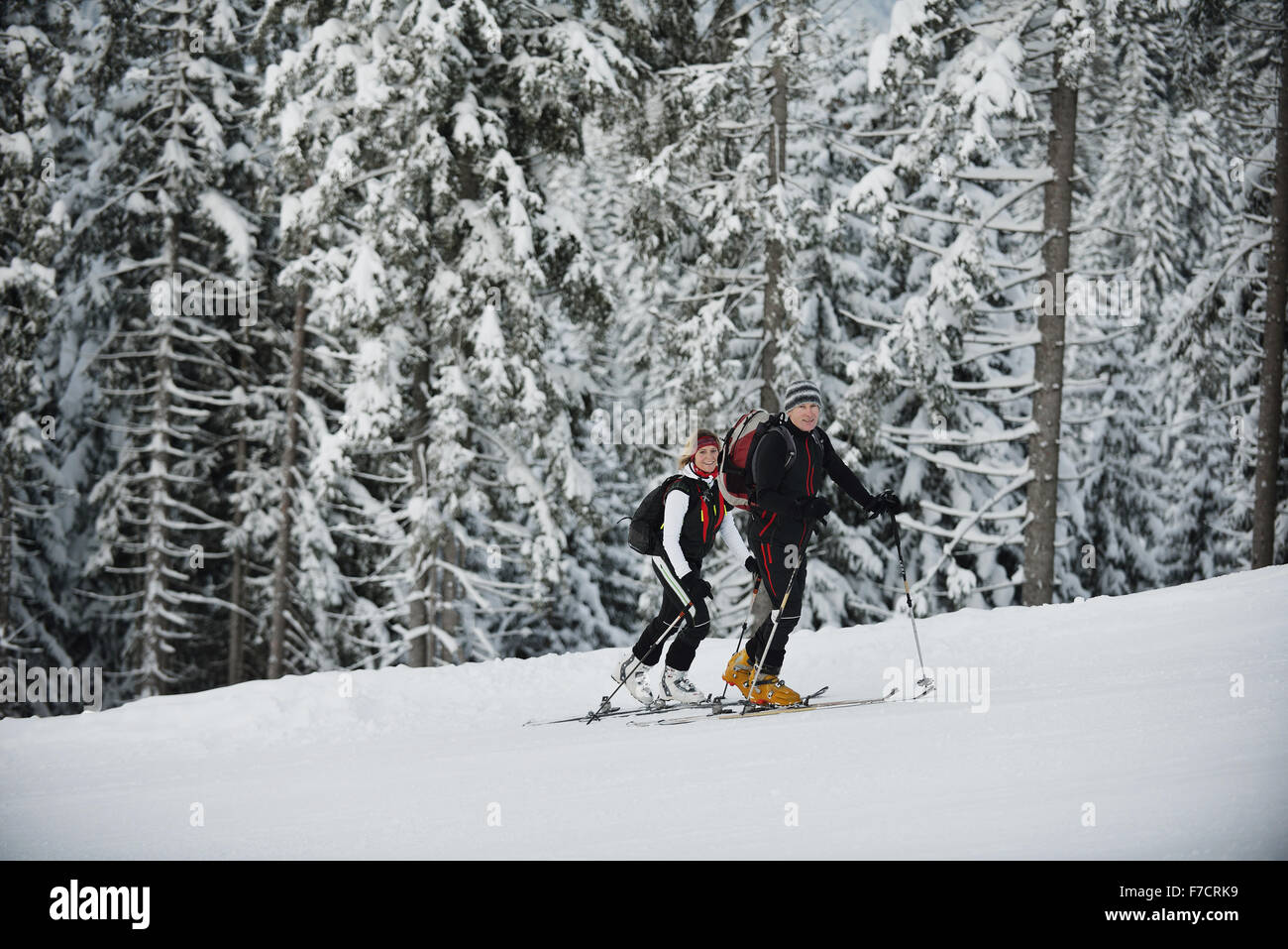 happy ski people at mountaint on winter have fun on snow sports Stock ...