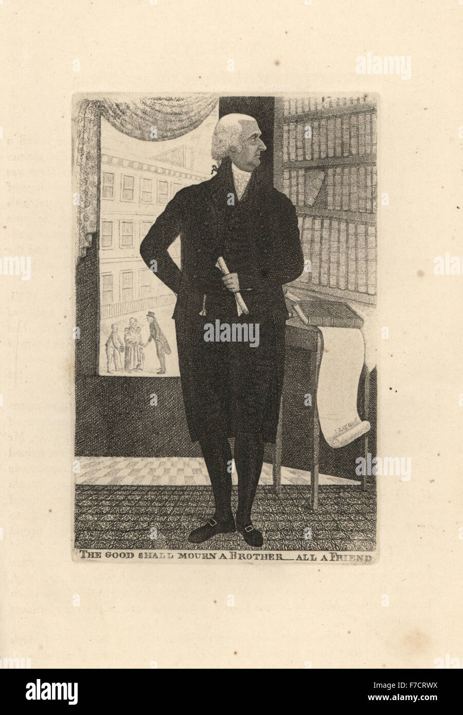 Sir William Forbes of Pitsligo, banker, shown in a library in front of ...