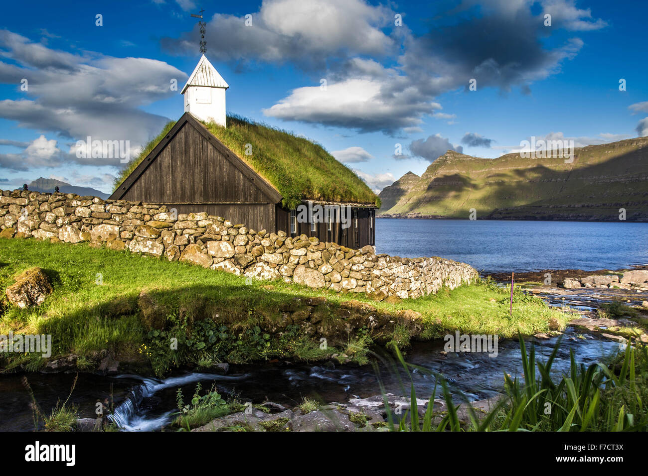 Church in Funningur, Faroe Islands Stock Photo - Alamy