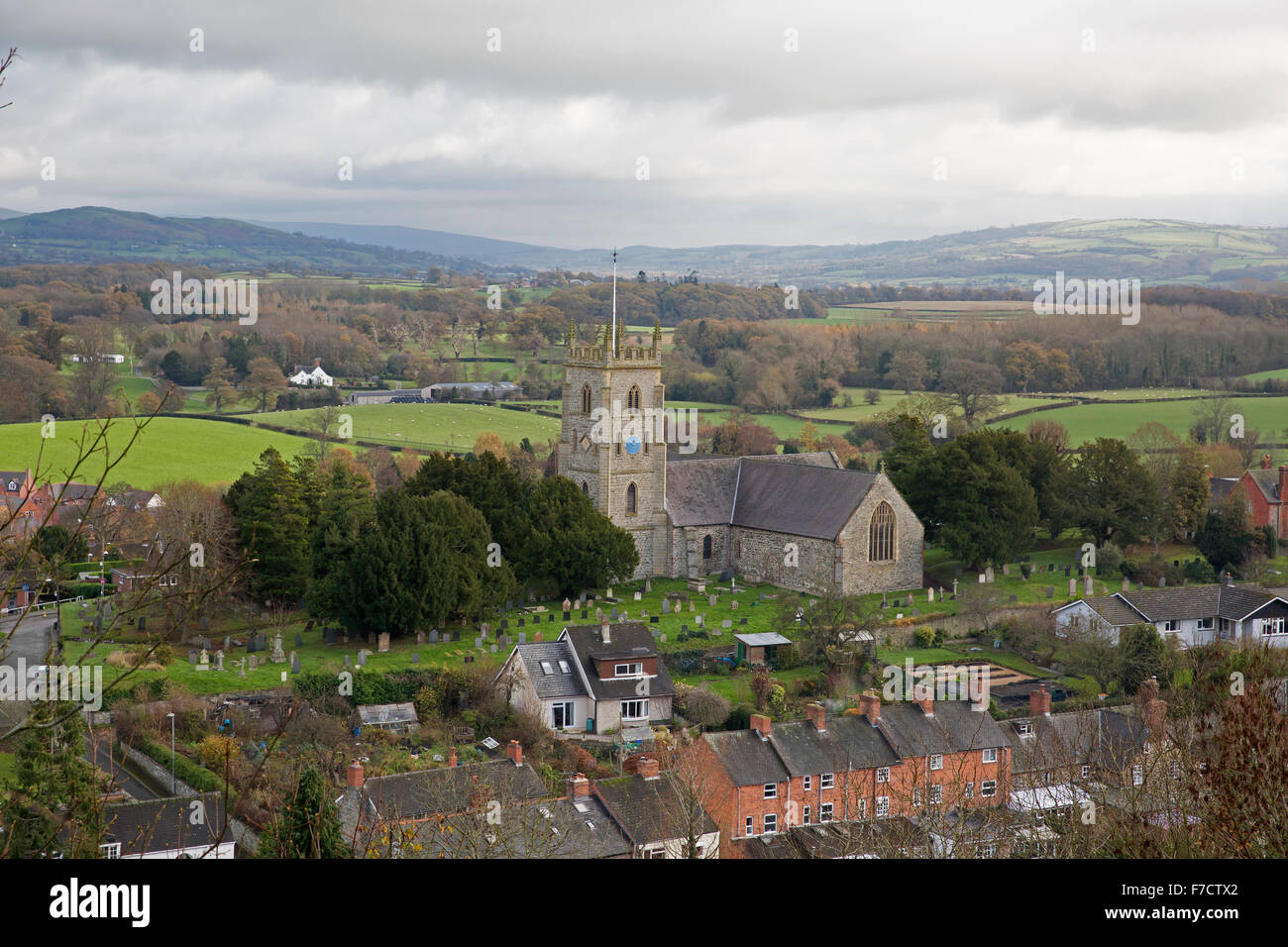 A view of St Nicholas Church in Montgomery Wales Stock Photo - Alamy
