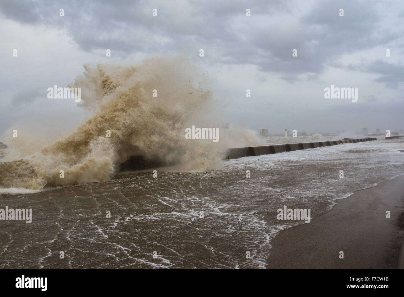 New Brighton, England - storm Clodagh hits England and combines with a ...