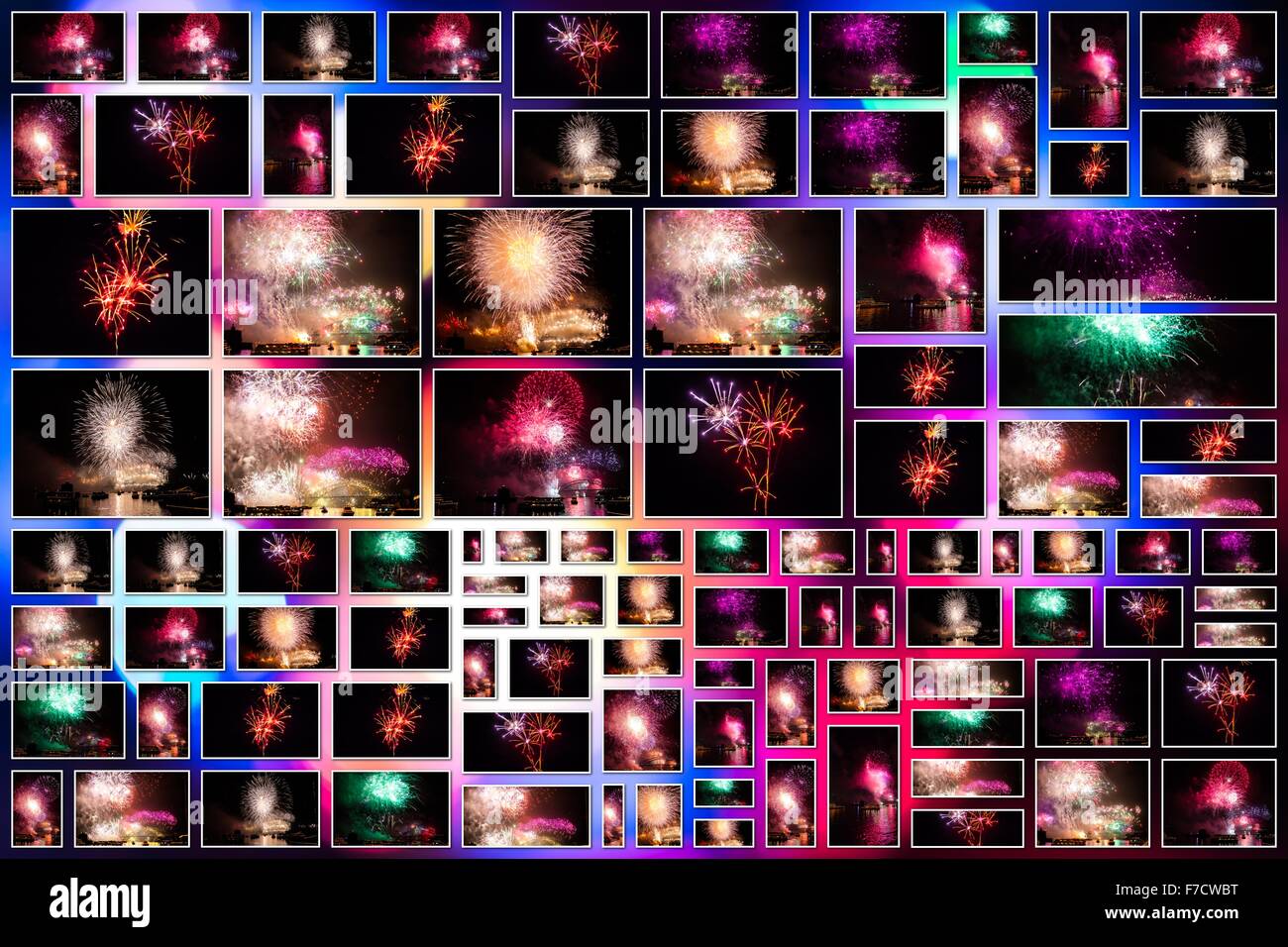 Fireworks pictures collage Stock Photo - Alamy