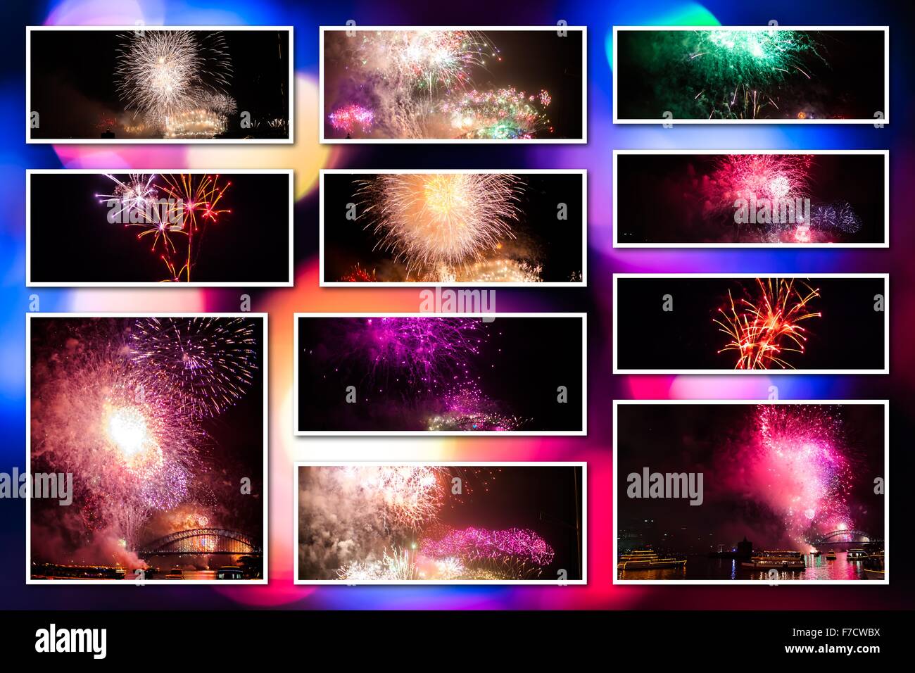 Fireworks pictures collage Stock Photo - Alamy